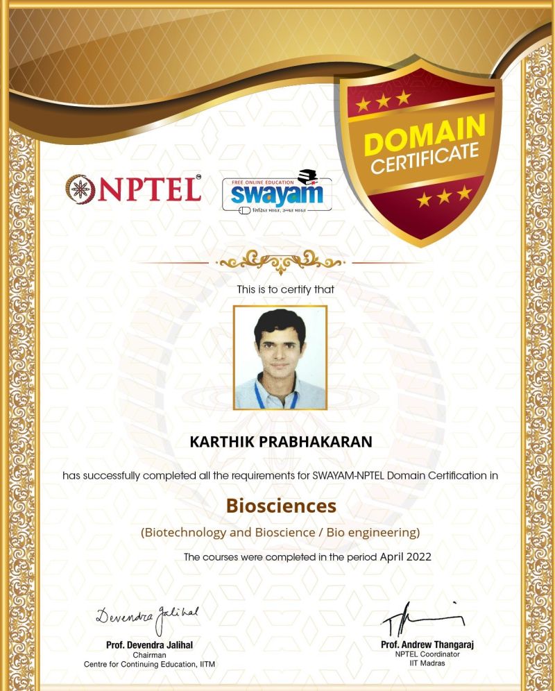 Karthik Prabakaran on LinkedIn: #nptel #elearning #bioscience # ... Karthik Prabakaran on LinkedIn: #nptel #elearning #bioscience # ...