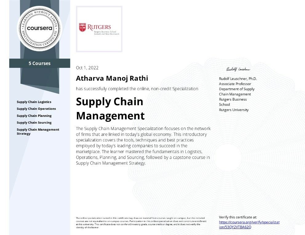 #supplychainmanagement #coursera #logistics #forecasting… | Atharva ... #supplychainmanagement #coursera #logistics #forecasting… | Atharva ...