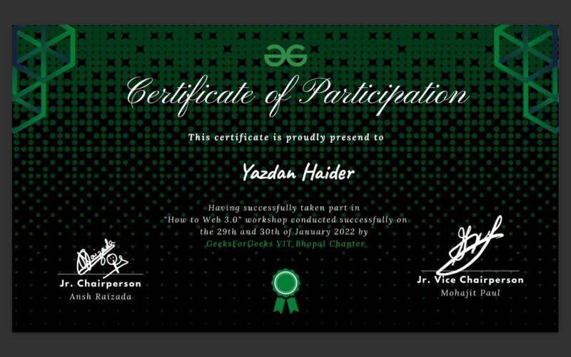 Yazdan Haider on LinkedIn: Got this certificate by attending Yazdan Haider on LinkedIn: Got this certificate by attending