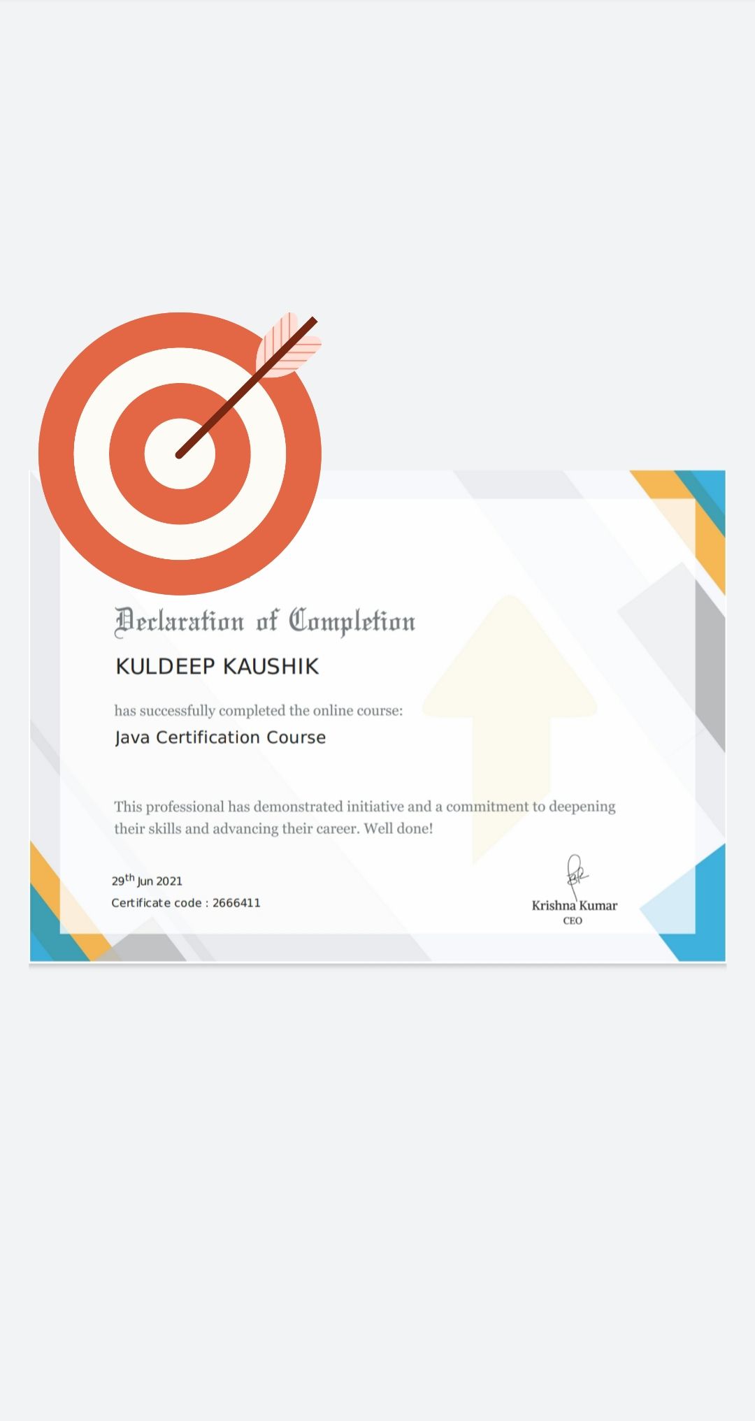 Kuldeep Kaushik on LinkedIn: #java #certified #certificatecode_2666411 Kuldeep Kaushik on LinkedIn: #java #certified #certificatecode_2666411