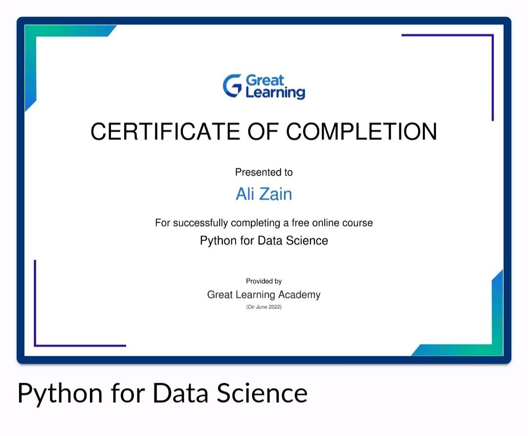 Ali Zain on LinkedIn: Alhamdullah completed Python for Data Science course. Ali Zain on LinkedIn: Alhamdullah completed Python for Data Science course.