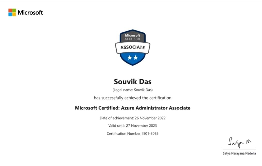 Souvik Das on LinkedIn: #microsoftcertified #azurecertification # ... Souvik Das on LinkedIn: #microsoftcertified #azurecertification # ...