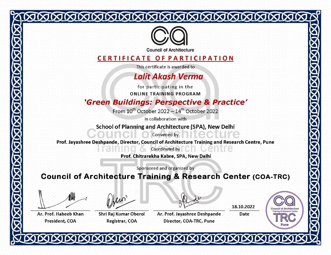Lalit Akash Verma on LinkedIn: Thanks to SPA Delhi and COA team. Lalit Akash Verma on LinkedIn: Thanks to SPA Delhi and COA team.