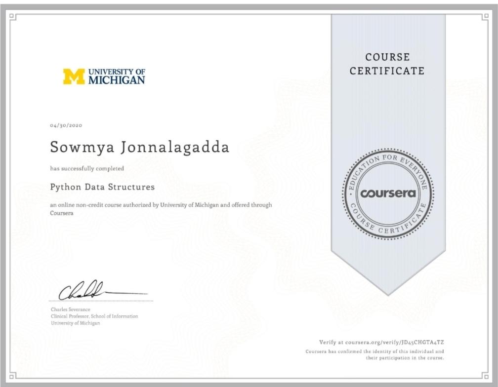 Sowmya Shetty on LinkedIn: #python #datastructures #coursera Sowmya Shetty on LinkedIn: #python #datastructures #coursera