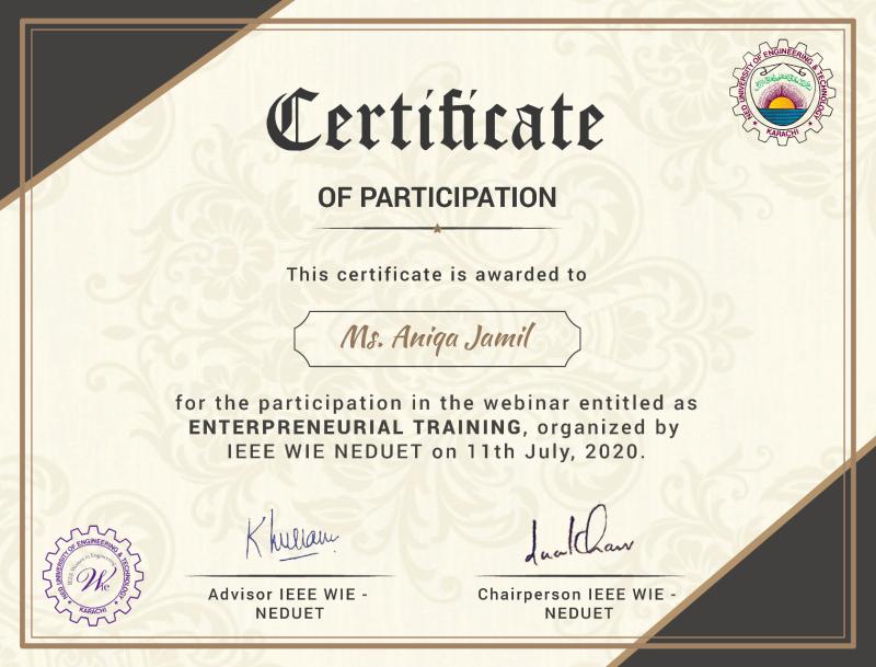 ENGR. ANIQA JAMIL on LinkedIn: #enterpreneurship #ieeewie #neduet # ... ENGR. ANIQA JAMIL on LinkedIn: #enterpreneurship #ieeewie #neduet # ...