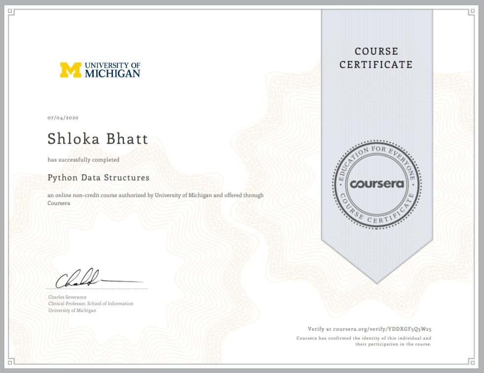 Shloka Bhatt on LinkedIn: #elearning #python #datastructures #coursera ... Shloka Bhatt on LinkedIn: #elearning #python #datastructures #coursera ...