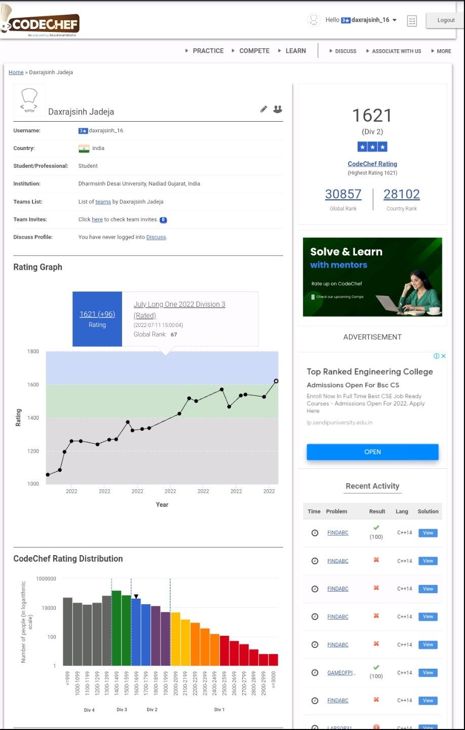 Daxrajsinh Jadeja on LinkedIn: #codechef | 28 comments Daxrajsinh Jadeja on LinkedIn: #codechef | 28 comments
