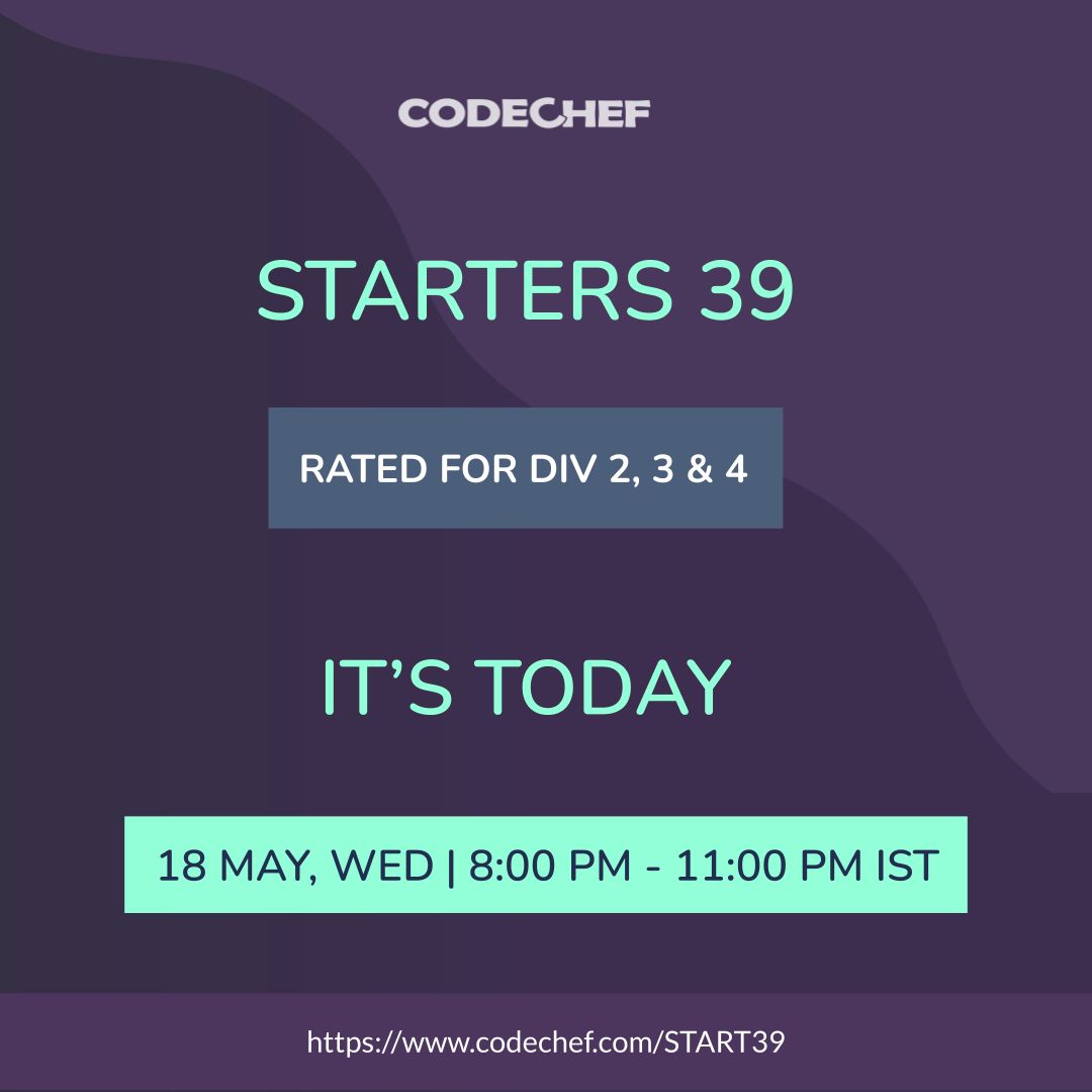 CodeChef on LinkedIn: #codechef #coding #dsa #codinglife CodeChef on LinkedIn: #codechef #coding #dsa #codinglife