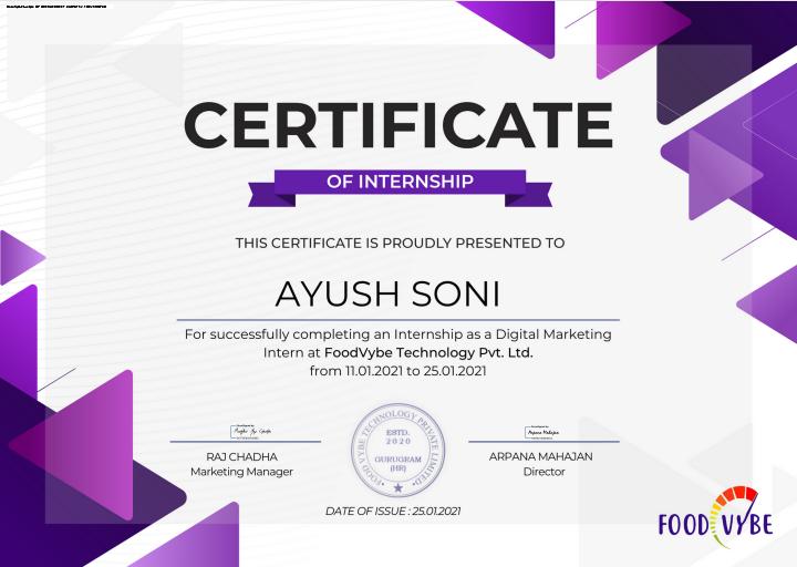 Ayush Soni on LinkedIn: My 6th Internship completion certificate. This ... Ayush Soni on LinkedIn: My 6th Internship completion certificate. This ...