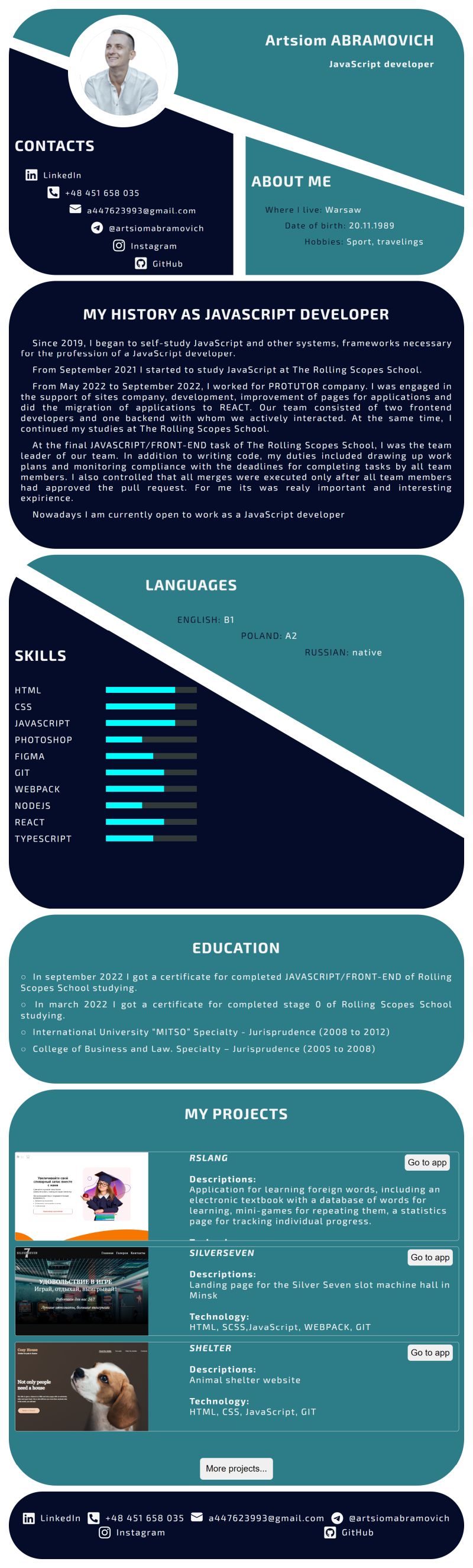 Artem Abramovich na LinkedIn: #cv #javascript #javascriptdeveloper # ... Artem Abramovich na LinkedIn: #cv #javascript #javascriptdeveloper # ...