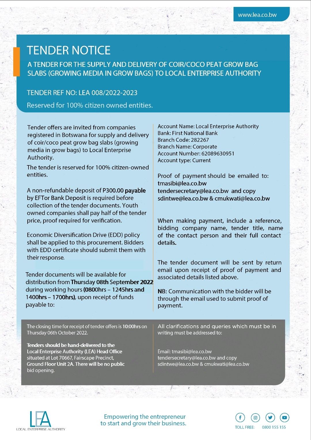 Local Enterprise Authority on LinkedIn: TENDER NOTICE: SUPPLY ... Local Enterprise Authority on LinkedIn: TENDER NOTICE: SUPPLY ...
