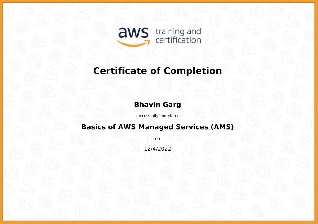 BHAVIN GARG on LinkedIn: #aws #ams #awstraining #awscertification #aws BHAVIN GARG on LinkedIn: #aws #ams #awstraining #awscertification #aws