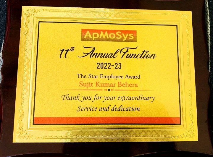 Sujit Kumar Behera on LinkedIn: #apmosys #team #award #work #thankyou Sujit Kumar Behera on LinkedIn: #apmosys #team #award #work #thankyou