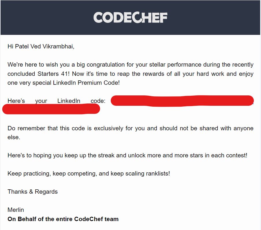 Ved Patel on LinkedIn: #connections #codechef Ved Patel on LinkedIn: #connections #codechef