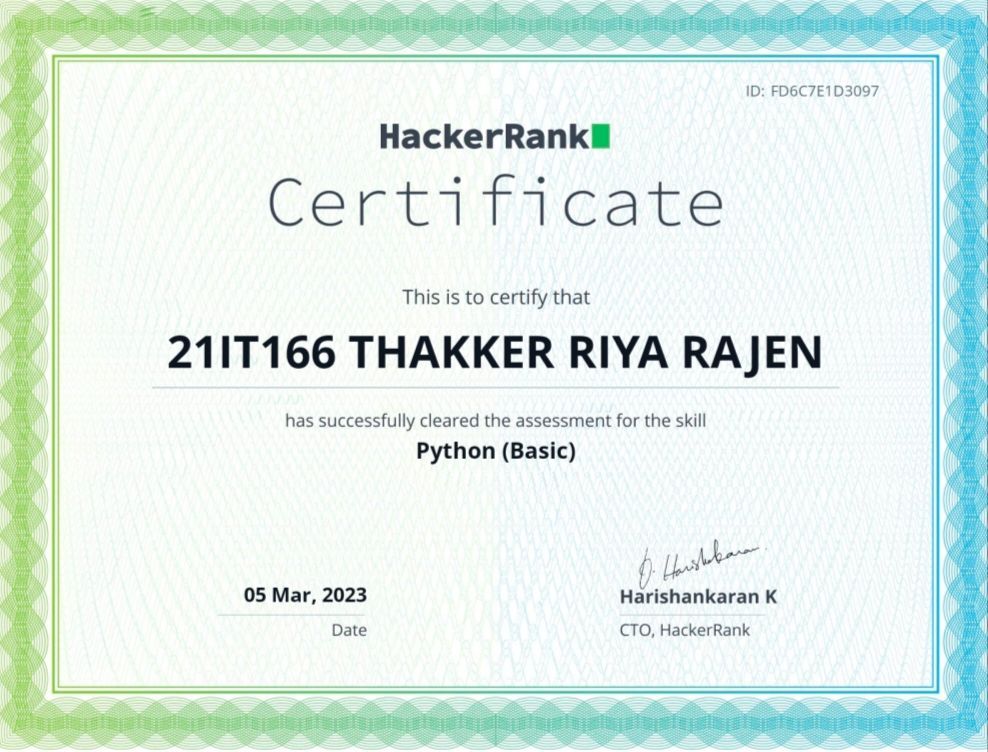 RIYA THAKKER on LinkedIn: #python #problemsolving RIYA THAKKER on LinkedIn: #python #problemsolving