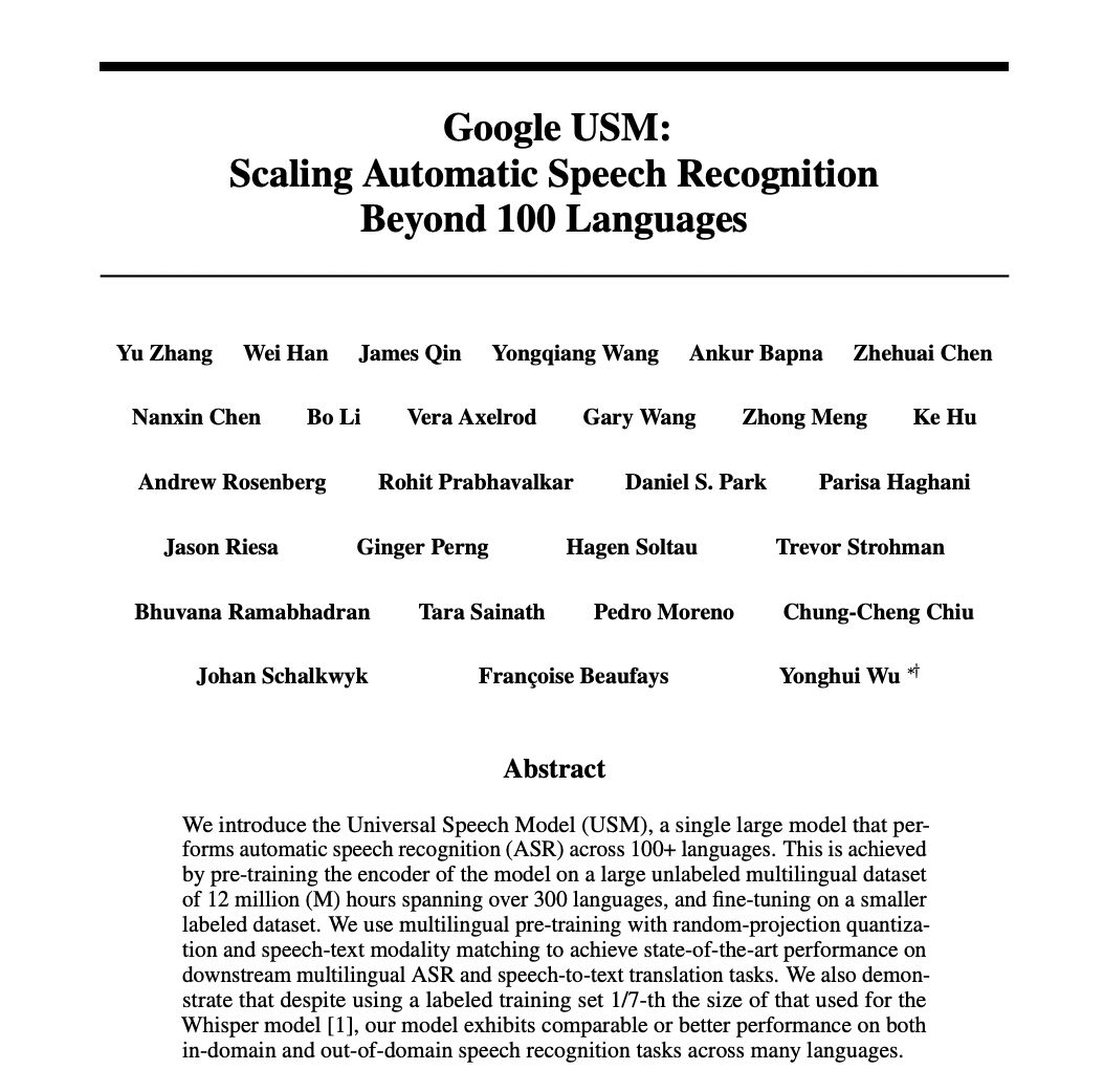 Google USM: Scaling Automatic Speech Recognition Beyond 100… | Ahsen Khaliq Google USM: Scaling Automatic Speech Recognition Beyond 100… | Ahsen Khaliq