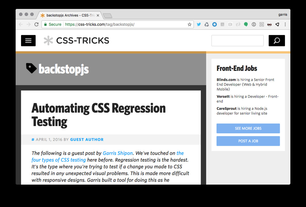 Automating CSS regression testing Automating CSS regression testing