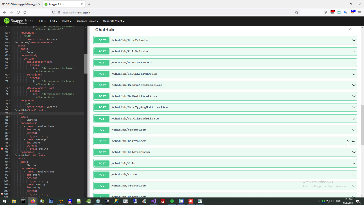 Use SignalRSwaggerGen to create Swagger specification of SignalR hub Use SignalRSwaggerGen to create Swagger specification of SignalR hub