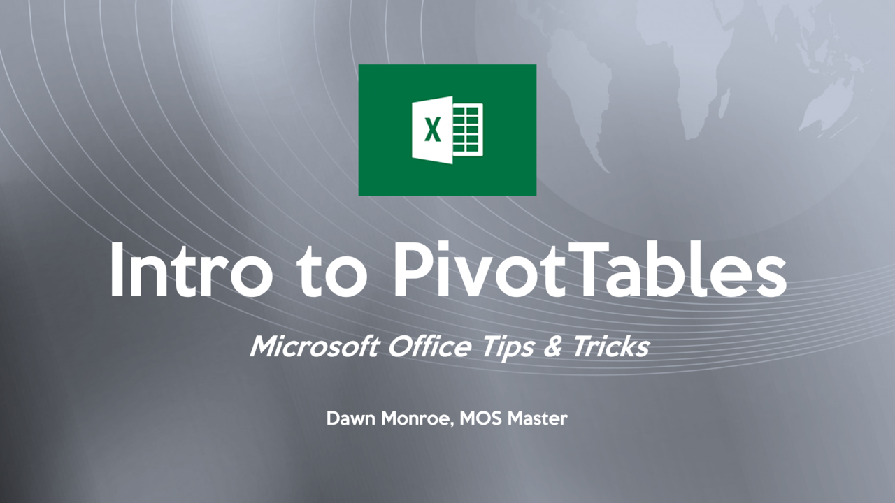 My Intro to PivotTables Excel 2016 My Intro to PivotTables Excel 2016