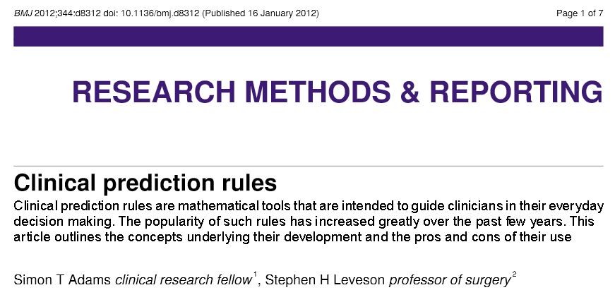 Predicting clinical outcomes mathematically Predicting clinical outcomes mathematically