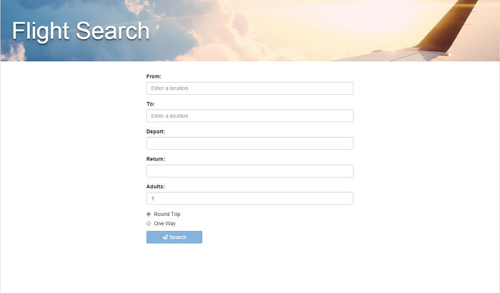 Flight search engine created using Angular JS Flight search engine created using Angular JS