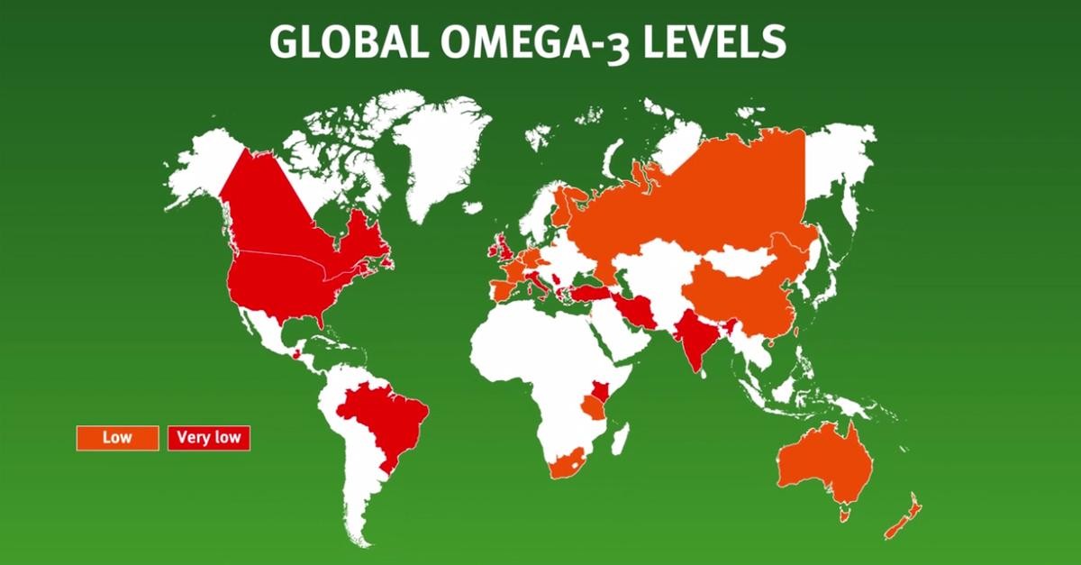DSM’s new omega-3 status map shows the regions with the lowest intake ... DSM’s new omega-3 status map shows the regions with the lowest intake ...
