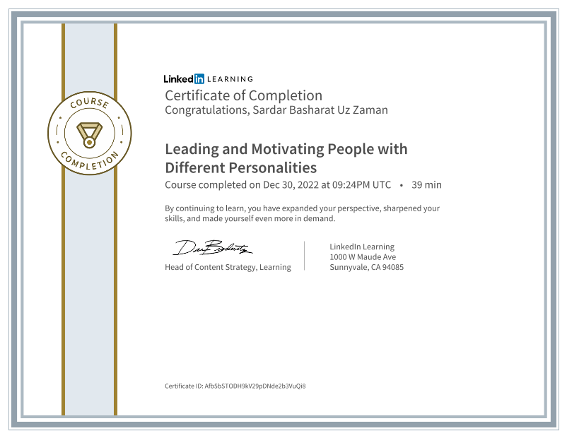 Sardar Basharat Uz Zaman on LinkedIn: Certificate of Completion Sardar Basharat Uz Zaman on LinkedIn: Certificate of Completion