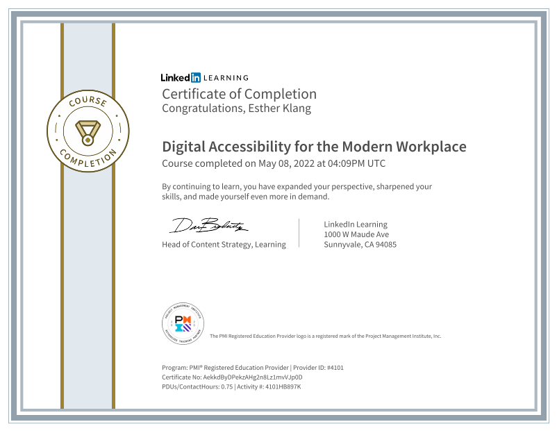 Esther Klang CPACC on LinkedIn: Certificate of Completion Esther Klang CPACC on LinkedIn: Certificate of Completion