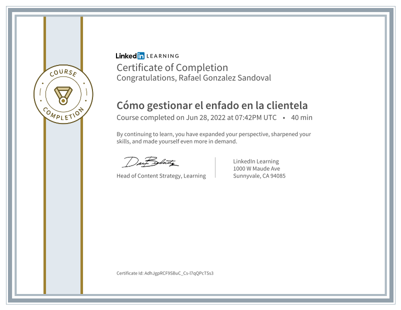 Certificate of Completion | Rafael Gonzalez Sandoval Certificate of Completion | Rafael Gonzalez Sandoval