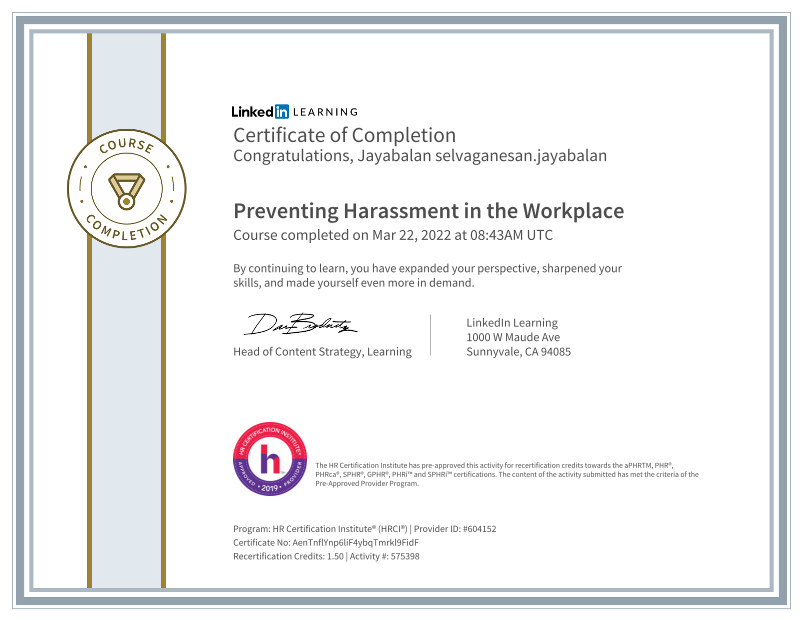 Jayabalan selvaganesan.jayabalan on LinkedIn: Certificate of Completion Jayabalan selvaganesan.jayabalan on LinkedIn: Certificate of Completion