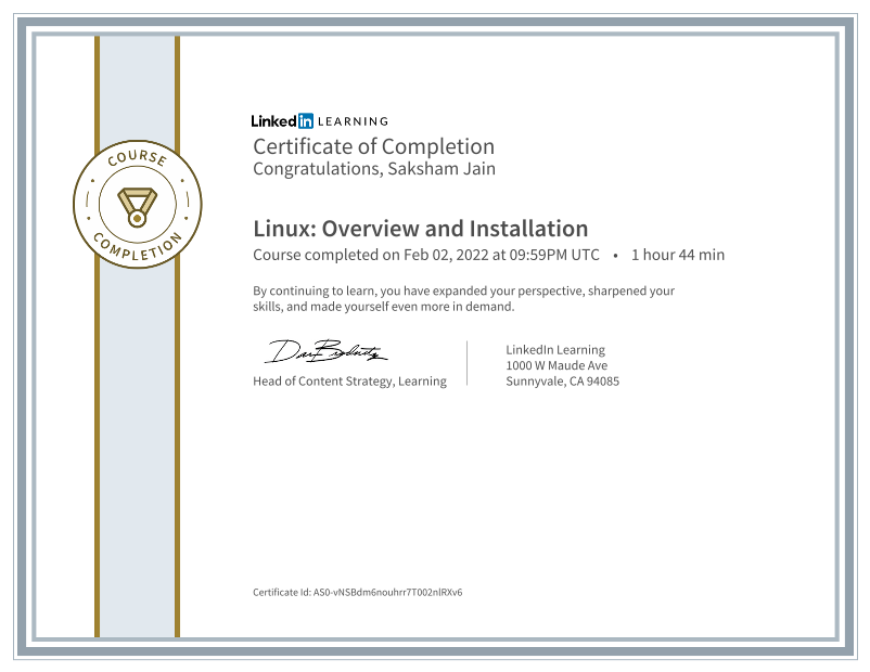 Saksham Jain on LinkedIn: Certificate of Completion Saksham Jain on LinkedIn: Certificate of Completion