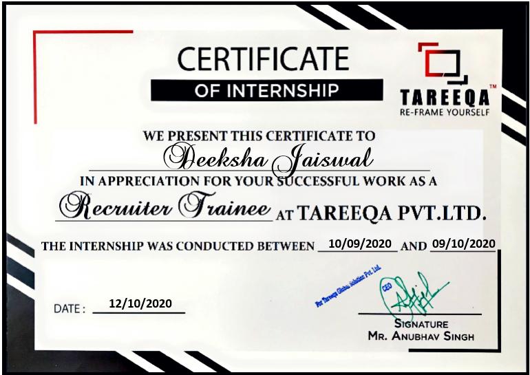 Deeksha Jaiswal on LinkedIn: #tareeqa #internship #motivation #thankyou ... Deeksha Jaiswal on LinkedIn: #tareeqa #internship #motivation #thankyou ...