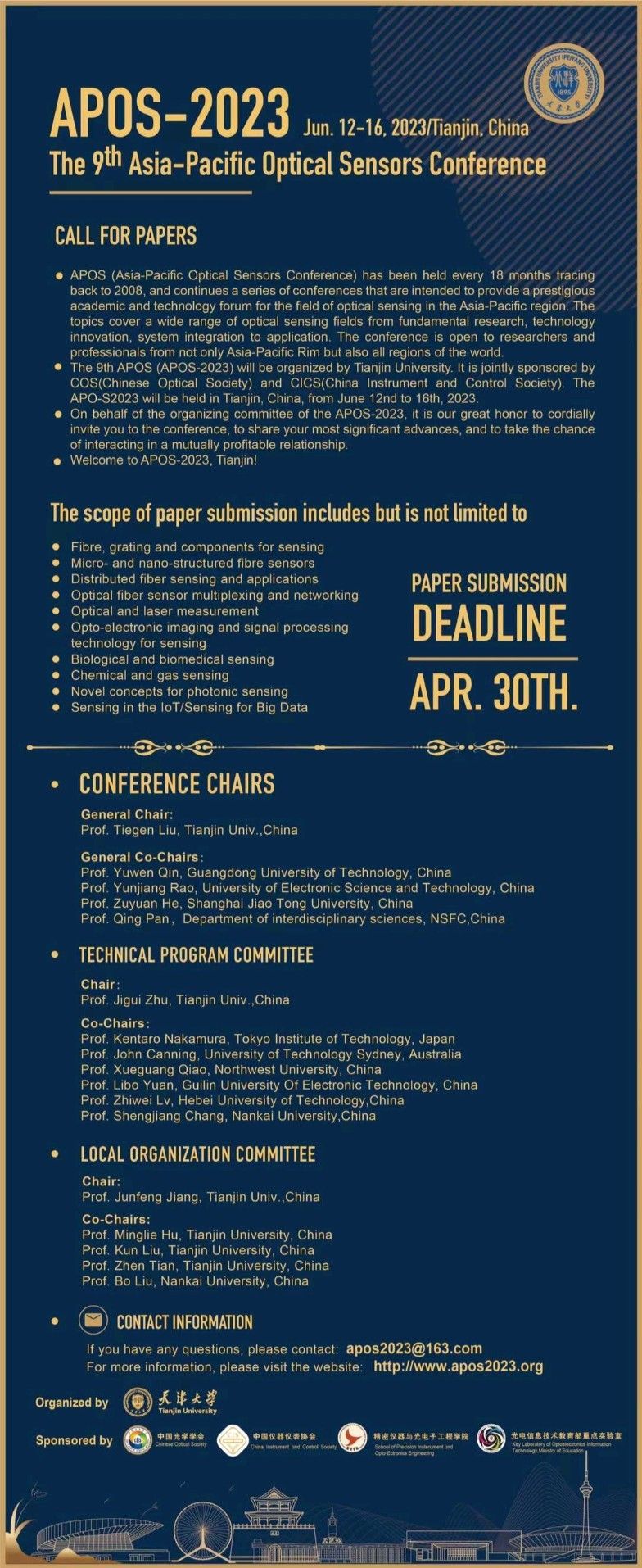 Asia-Pacific Optical Sensors Conference, APOS)12-16 June 2023 Tianjin ... Asia-Pacific Optical Sensors Conference, APOS)12-16 June 2023 Tianjin ...