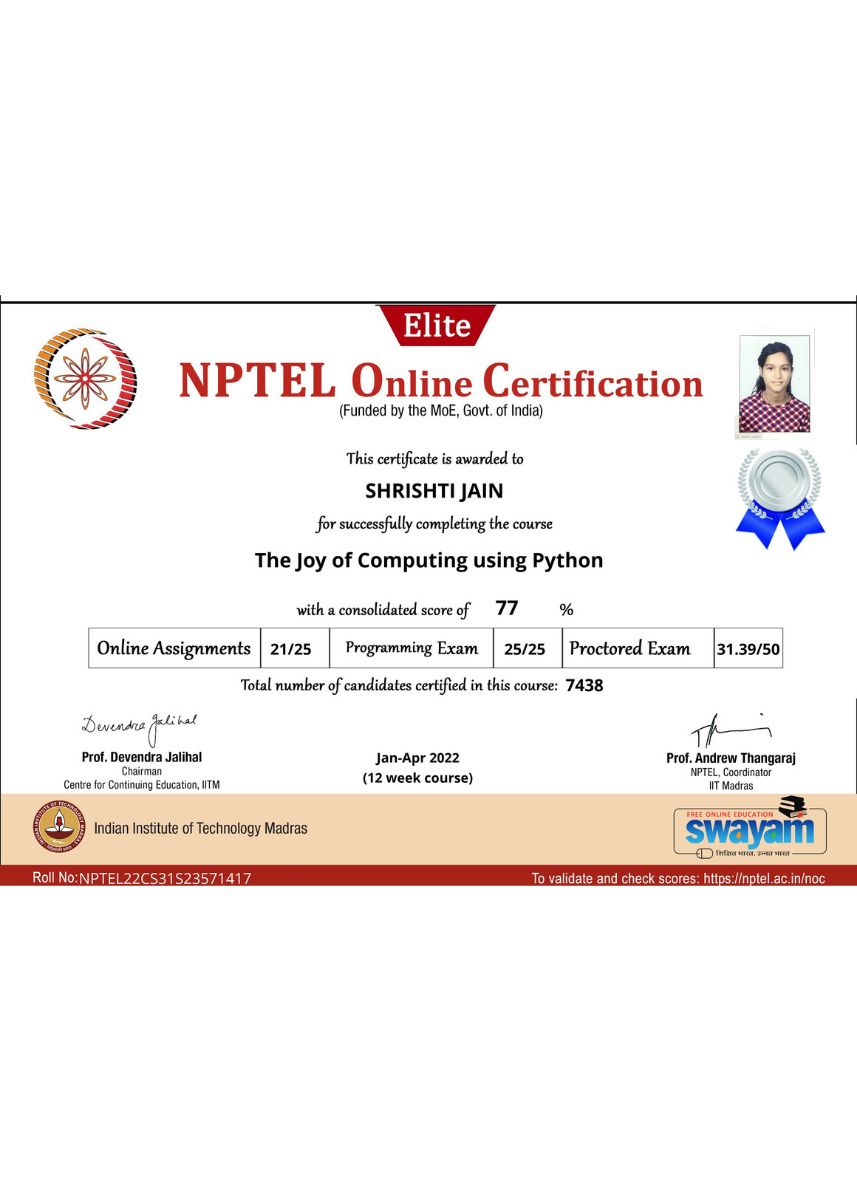 shrishti Jain on LinkedIn: #pythonprogramming #nptel shrishti Jain on LinkedIn: #pythonprogramming #nptel