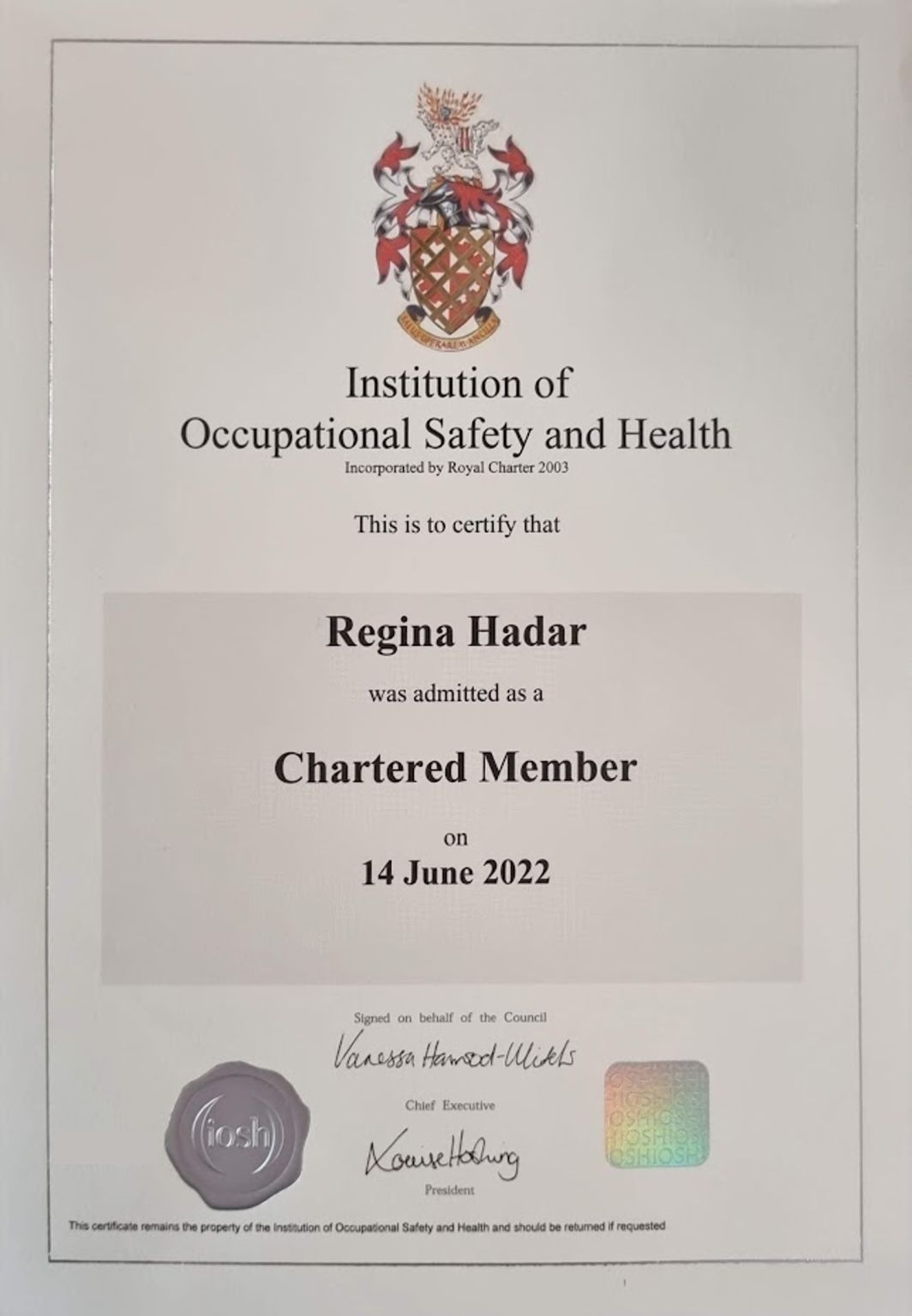 Regina Hadar CMIOSH on LinkedIn: #iosh #cmiosh #iosh #healthandsafety # ... Regina Hadar CMIOSH on LinkedIn: #iosh #cmiosh #iosh #healthandsafety # ...