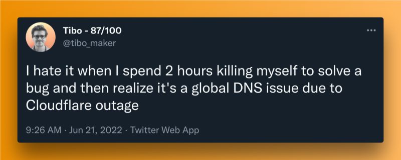 Nuno Tomás on LinkedIn: Were you affected by the Cloudflare outage? I'm ... Nuno Tomás on LinkedIn: Were you affected by the Cloudflare outage? I'm ...