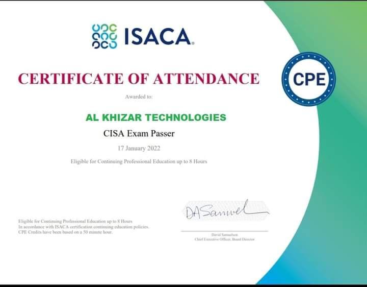 Shahid Khizar on LinkedIn: #isaca #alkhizartechnologies #cisa # ... Shahid Khizar on LinkedIn: #isaca #alkhizartechnologies #cisa # ...