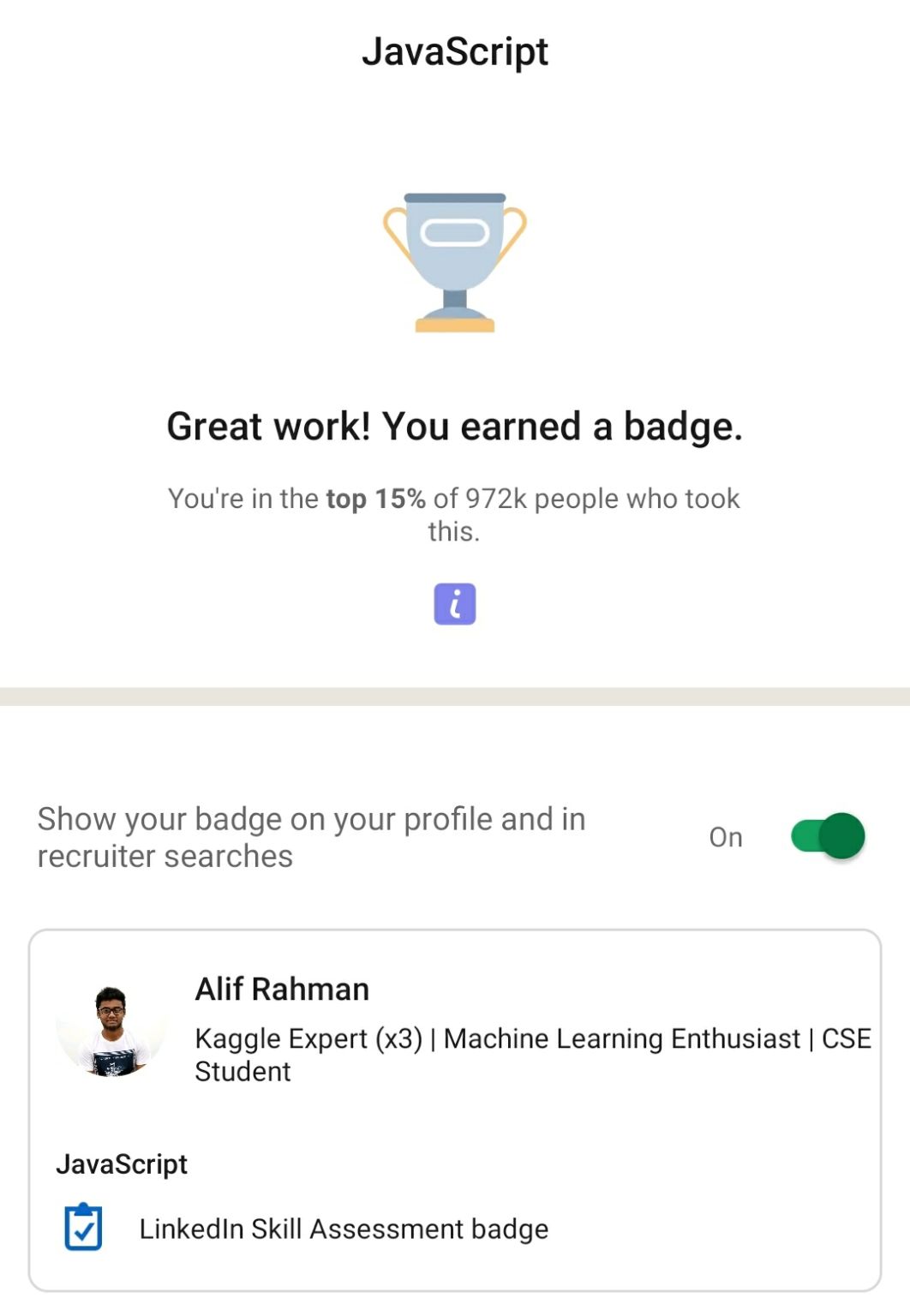 Alif Rahman on LinkedIn: #linkedinskillassessment #javascript #programming Alif Rahman on LinkedIn: #linkedinskillassessment #javascript #programming