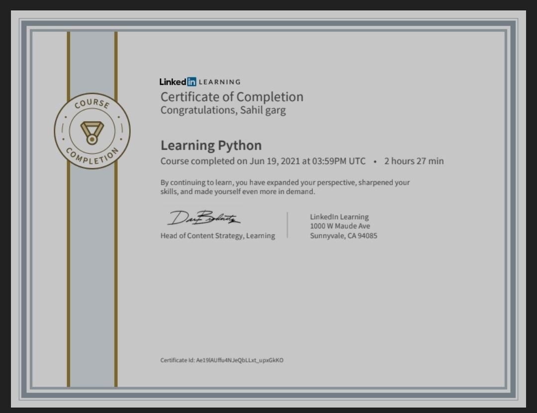 Sahil Garg on LinkedIn: #linkedin #pythonprogramming #python # ... Sahil Garg on LinkedIn: #linkedin #pythonprogramming #python # ...