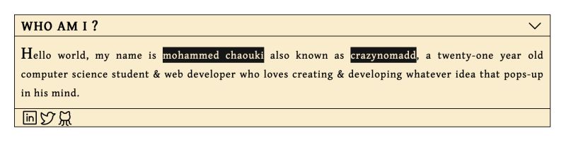 #css #javascript #html5 | Mohammed Chaouki #css #javascript #html5 | Mohammed Chaouki