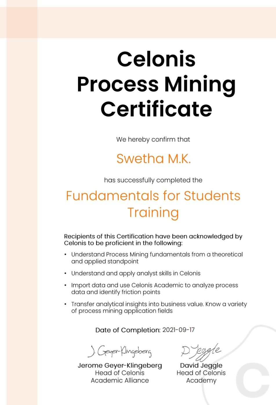 Swetha M.K. on LinkedIn: Successfully completed Process mining ... Swetha M.K. on LinkedIn: Successfully completed Process mining ...