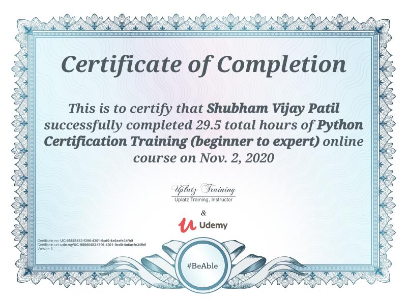 Shubham Patil on LinkedIn: #completed #thank #pythonprogramming # ... Shubham Patil on LinkedIn: #completed #thank #pythonprogramming # ...