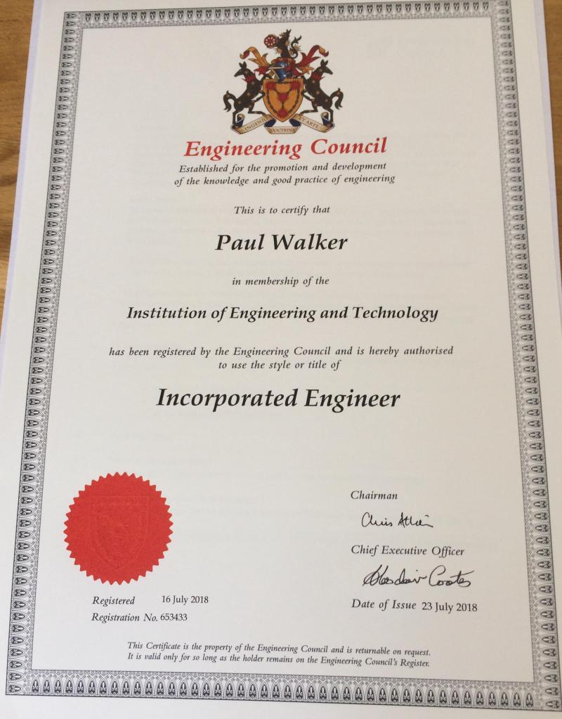 Paul Walker IEng MIET di LinkedIn: Really pleased to have received this ... Paul Walker IEng MIET di LinkedIn: Really pleased to have received this ...