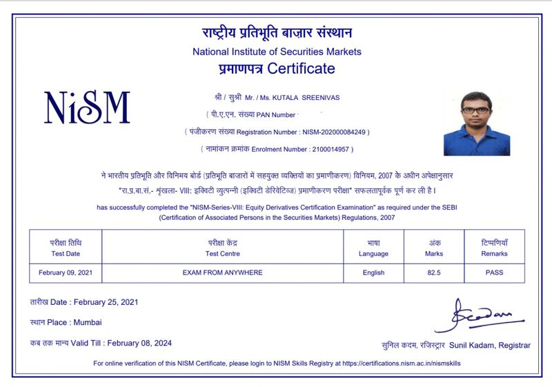 Sreenivas K. on LinkedIn: NISM: Equity Derivatives Certification ... Sreenivas K. on LinkedIn: NISM: Equity Derivatives Certification ...