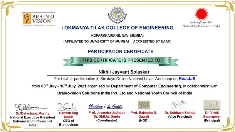 Nikhil Solaskar on LinkedIn: #reactjs #nationalyouthcouncilofindia # ... Nikhil Solaskar on LinkedIn: #reactjs #nationalyouthcouncilofindia # ...