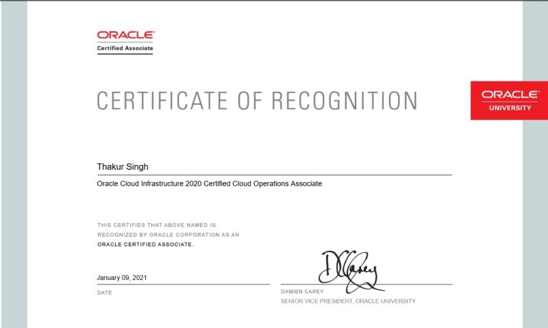 Thakur Virat Singh on LinkedIn: Oracle Cloud Infrastructure Certified ... Thakur Virat Singh on LinkedIn: Oracle Cloud Infrastructure Certified ...