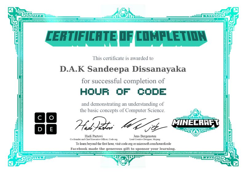 Sandeepa Dissanayaka on LinkedIn: My New Achieve Certificate of code ... Sandeepa Dissanayaka on LinkedIn: My New Achieve Certificate of code ...
