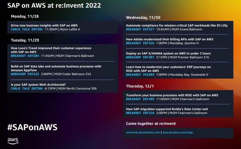James Watson on LinkedIn: #aws #sap #saponaws #reinvent James Watson on LinkedIn: #aws #sap #saponaws #reinvent
