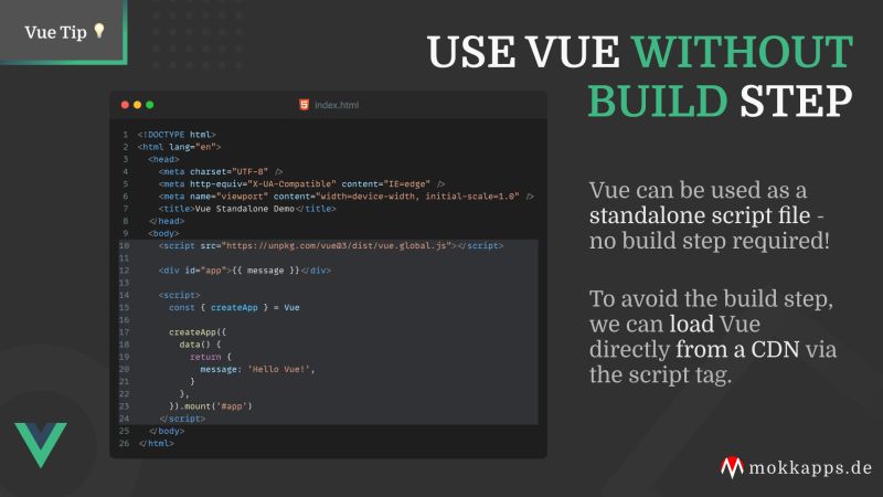 Michael Hoffmann on LinkedIn: 💡 Vue Tip: Use Vue Without Build Step Vue ... Michael Hoffmann on LinkedIn: 💡 Vue Tip: Use Vue Without Build Step Vue ...