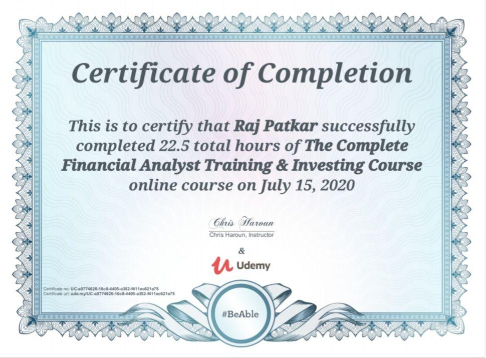 Raj Patkar on LinkedIn: Completing finance certifications Raj Patkar on LinkedIn: Completing finance certifications
